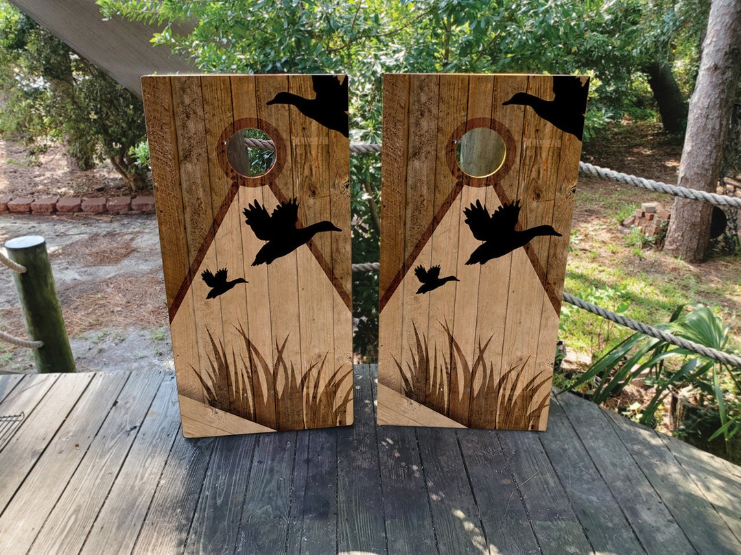 Duck Mallard Hunting Theme Vinyl Laminated Cornhole Board Wraps ...