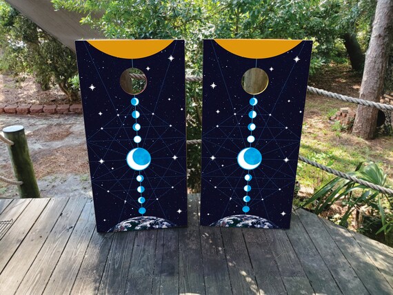 Moon Phases Vinyl Laminated Cornhole Board Wraps Cornhole - Etsy
