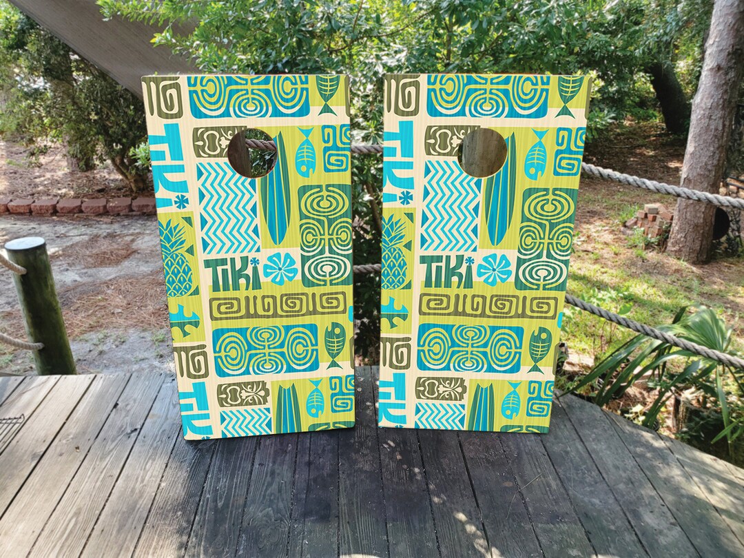 Tiki Culture Vinyl Laminated Cornhole Board Wraps | Cornhole Decals ...