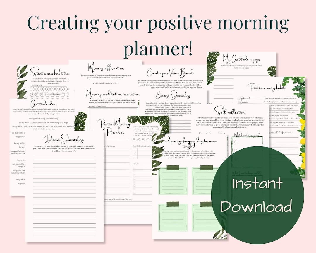 Printable Positive Morning Planner, Positivity Planner, Daily Routine ...