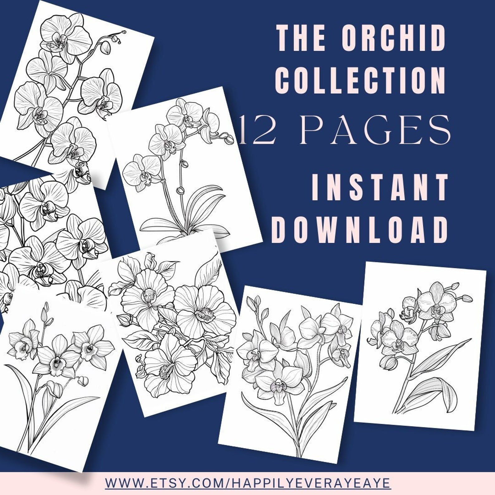 Printable Printable Orchid Coloring Book Pages for Adults, Floral Adult ...