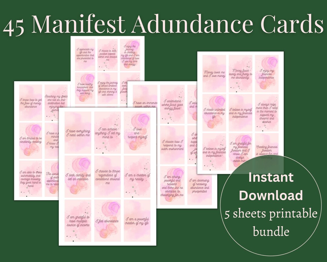 45 Manifestation Abundance Cards for Happiness and Freedom, Law of ...