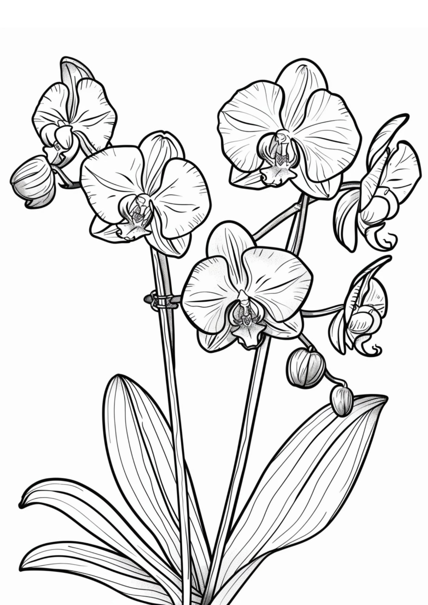 Printable Printable Orchid Coloring Book Pages for Adults, Floral Adult ...