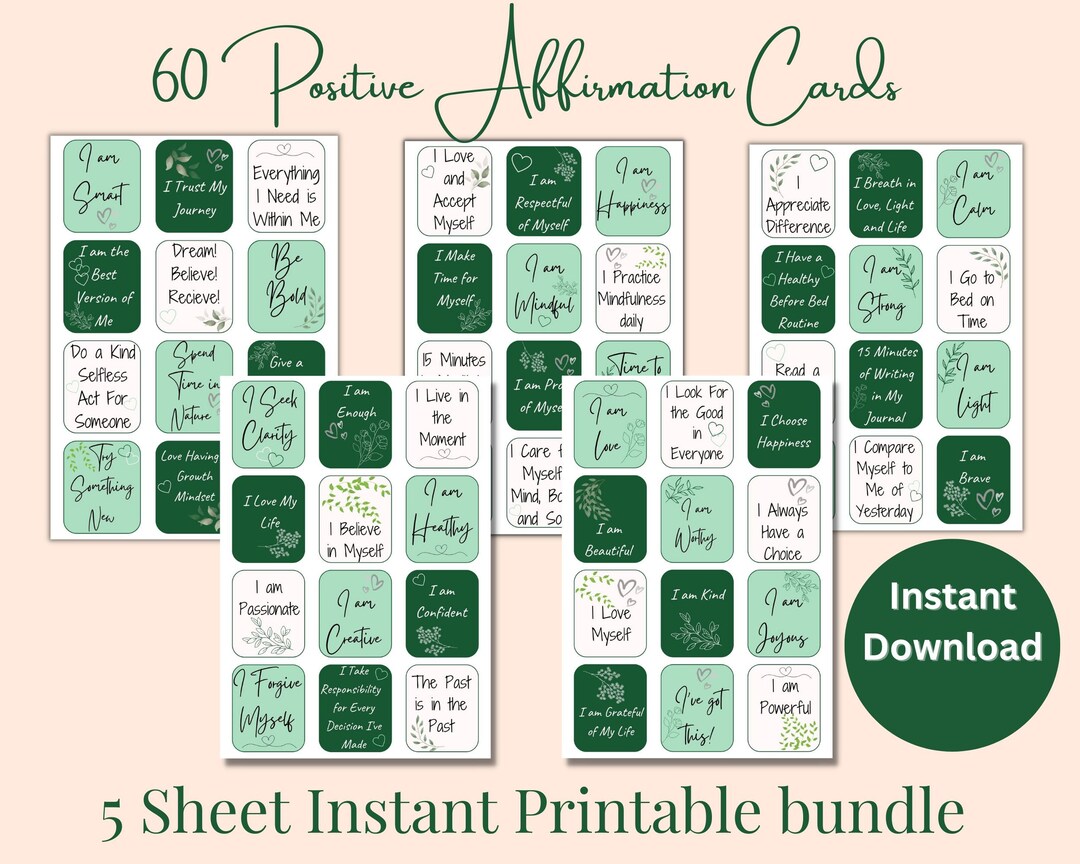60 Positive Affirmation Cards for Self-care/love and Manifestation, Law ...