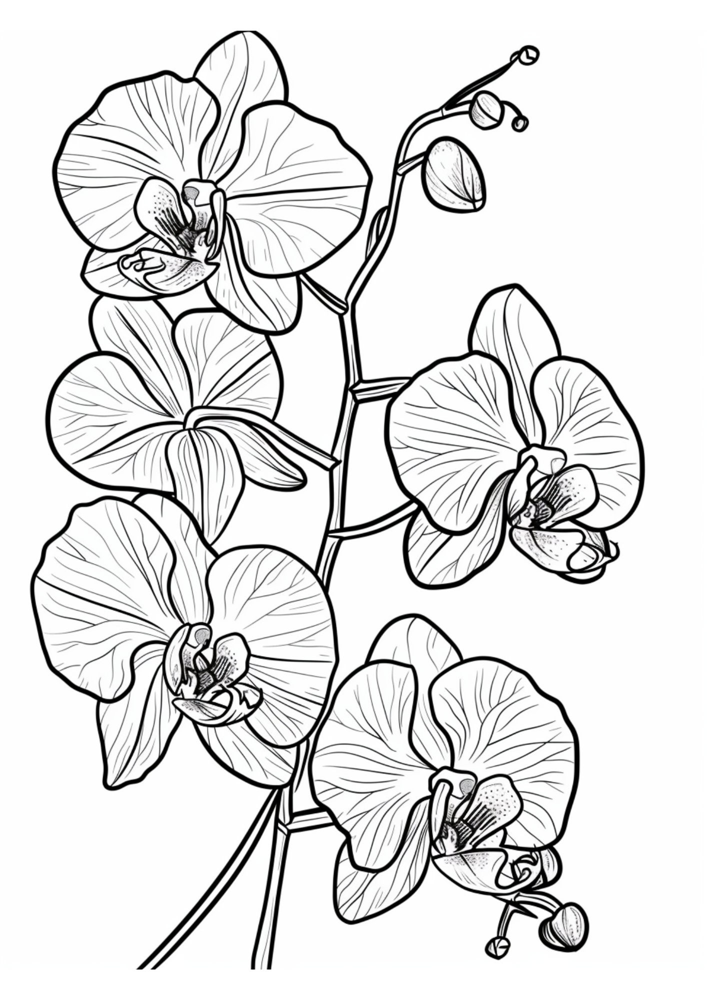 Printable Printable Orchid Coloring Book Pages for Adults, Floral Adult ...
