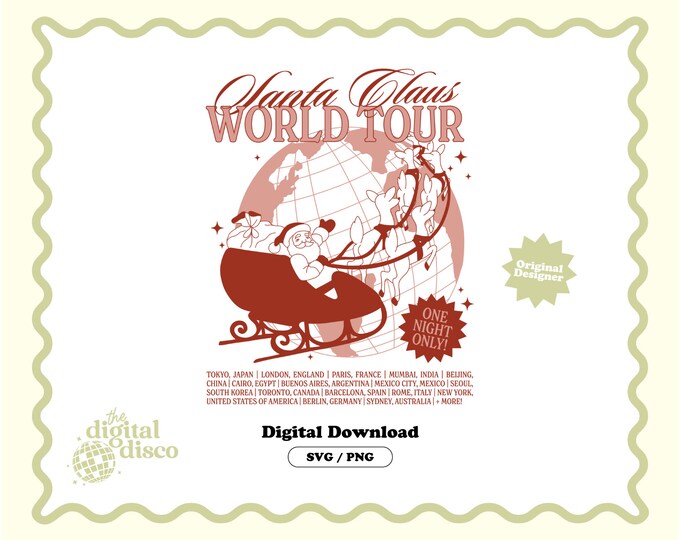 Santa Claus World Tour PNG SVG, Santa Claus PNG Svg, Christmas Png Svg ...