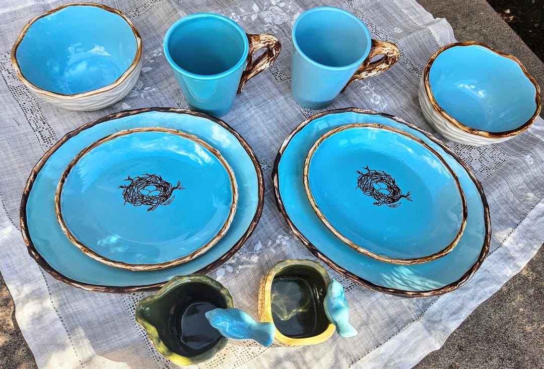Spring Stoneware Set for Two by Jeremie Beautiful Robin's Egg Blue ...