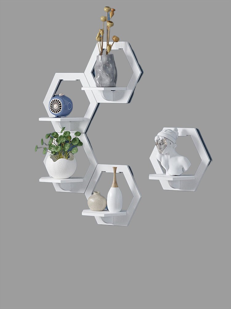 Floating Shelf Hexagon Shelf White Honeycomb Shelves Hexagon Shelves ...