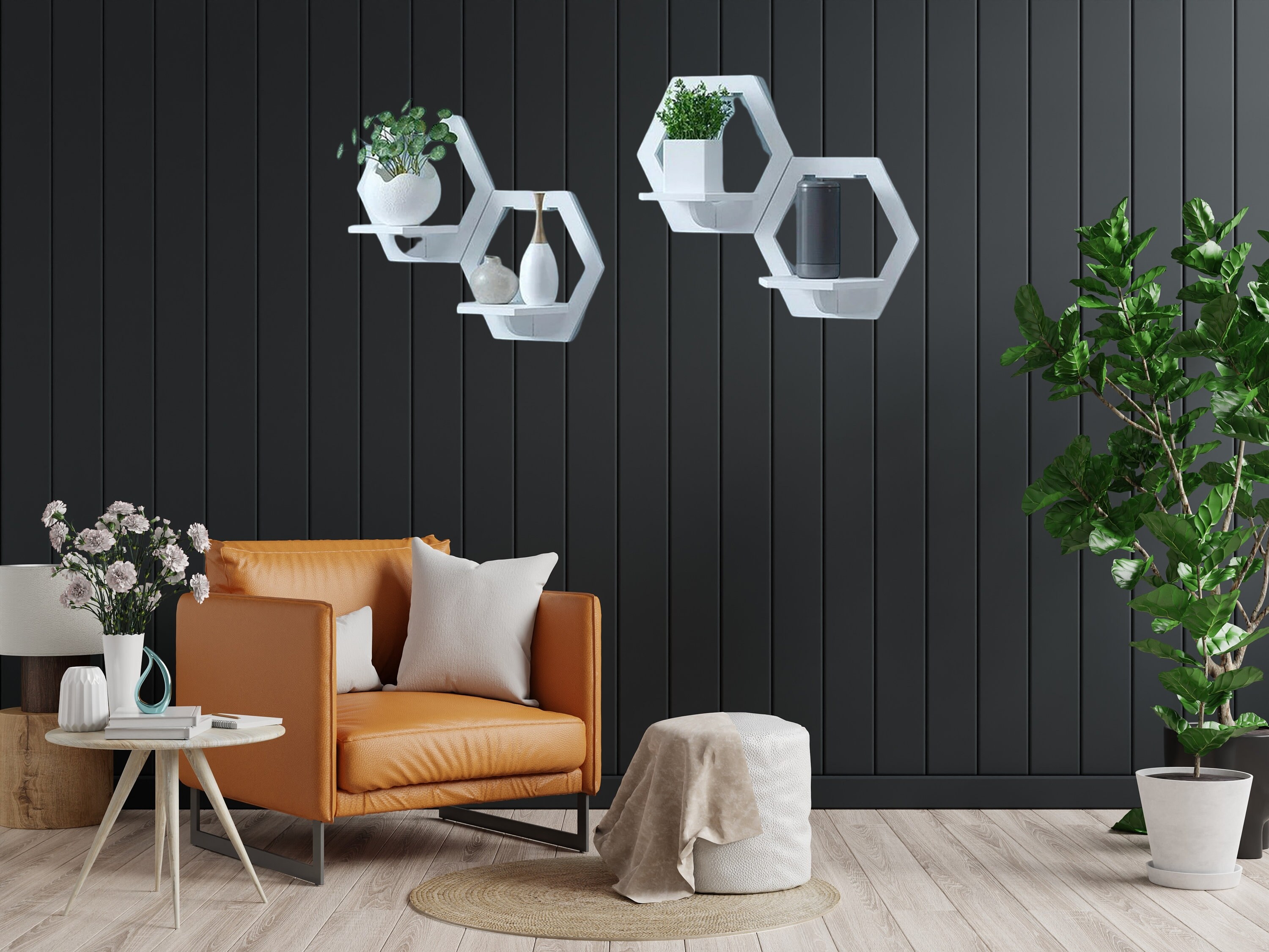 Floating Shelf Hexagon Shelf White Honeycomb Shelves Hexagon Shelves ...