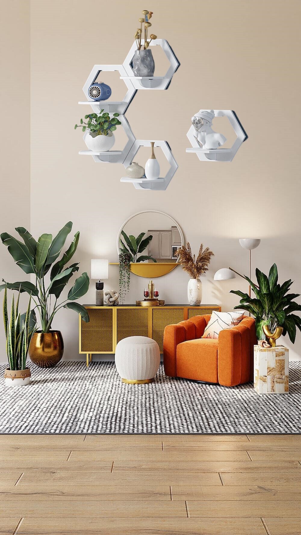 Floating Shelf Hexagon Shelf White Honeycomb Shelves Hexagon Shelves ...