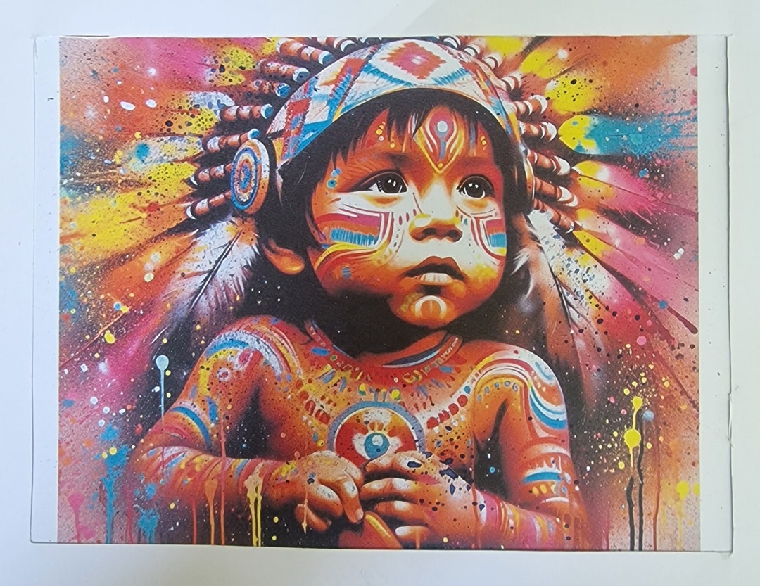 Street Art Colorful Indigenous Boy Carnaval Indian Cute Graffiti Kid by ...