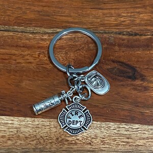 Fire Fighter Charmed Keychain Fire Department Fire Hat Fire ...