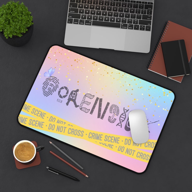 Crime Scene Pastel Glitter Forensics Desk Mat CSI Girly Gift~~~print on ...