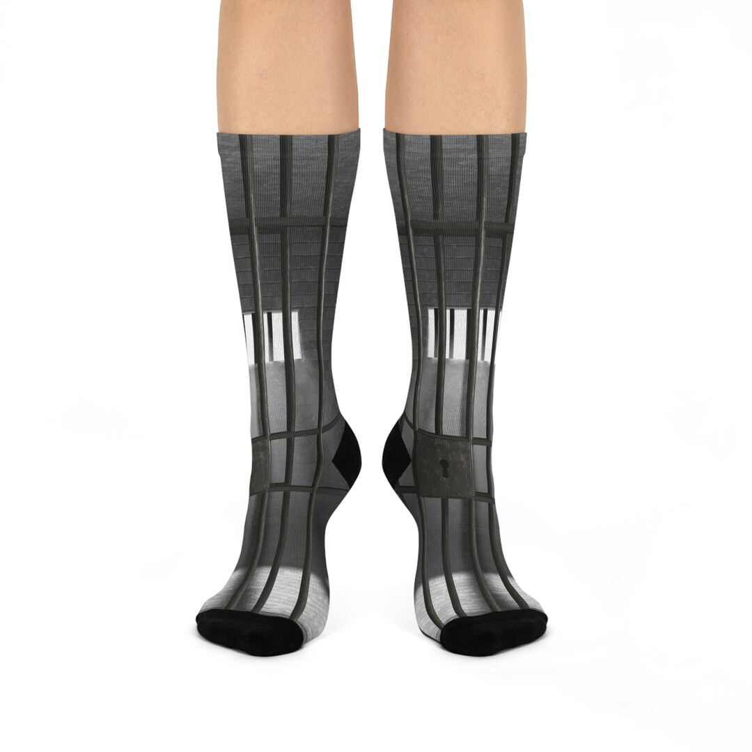 Print on Demand Jail Prison Bars Cushioned Crew Socks Crime Scene ...