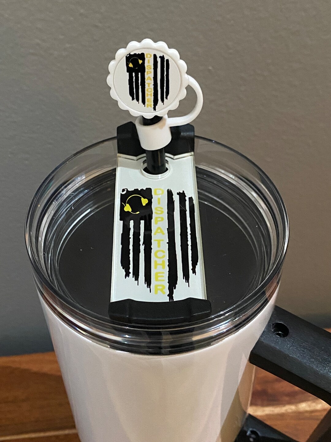 Police Dispatcher Thin Gold Line Silicone Straw Covers Straw Caps Thin ...