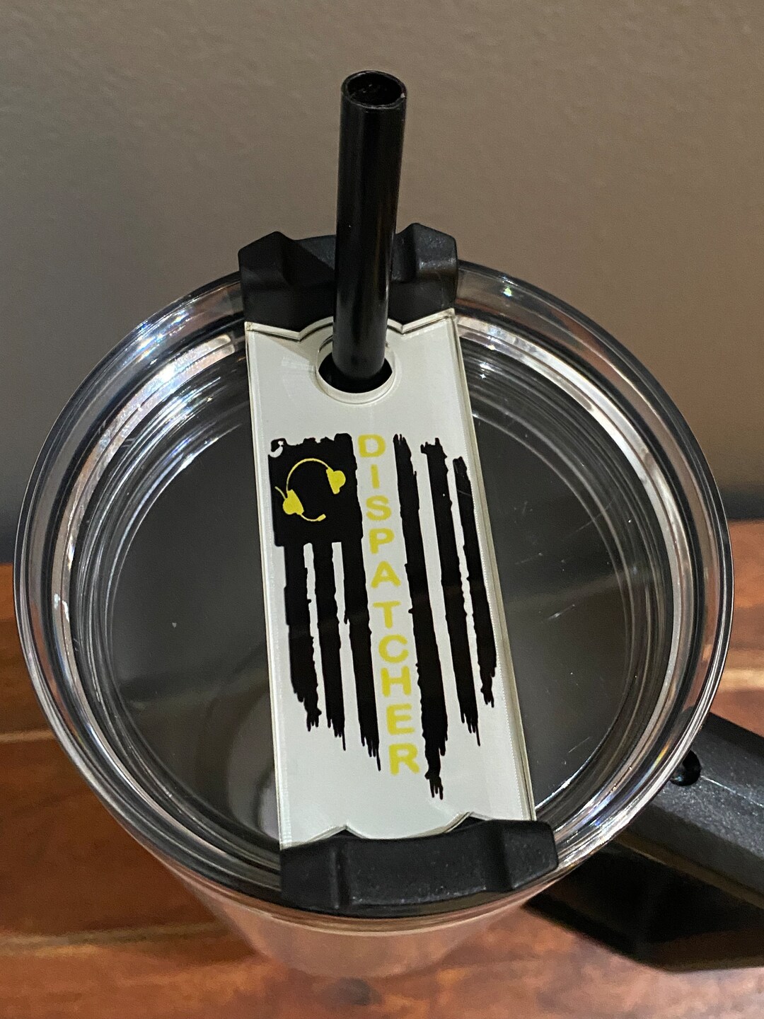 Police Dispatcher Thin Gold Line Acrylic Tumbler Plate Thin Yellow Line ...