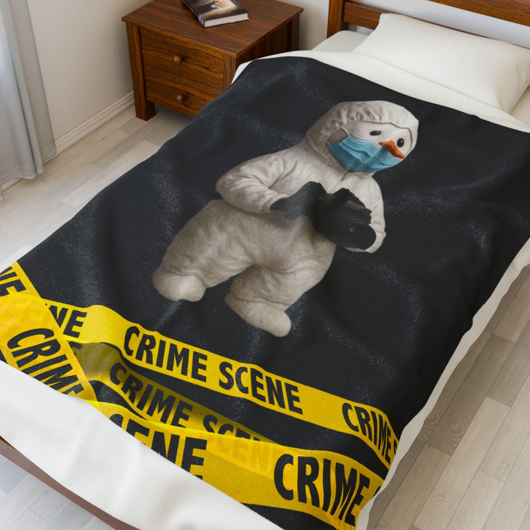 Crime Scene Snowman Holding Camera Velveteen Plush Blanket | Crime ...