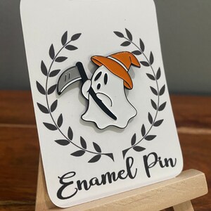 Cute Ghost With Sickle Enamel Pin Halloween Goth Dark Gift - Etsy