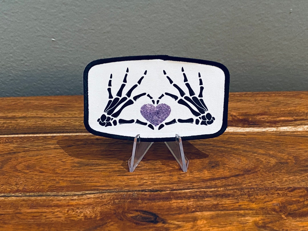 Skulls Heart Hands With Fingerprint Heart Iron on or Velcro Patch Crime ...