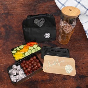 Personalized Fingerprint Heart Bento Box With Insulated Lunch Bag Crime ...