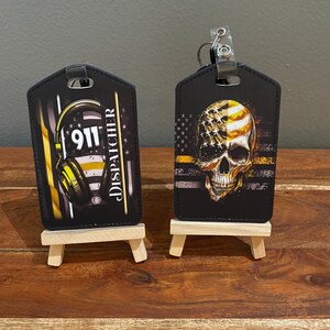 Police Dispatcher Thin Gold Line ID Badge Holder Thin Yellow Line Gift ...