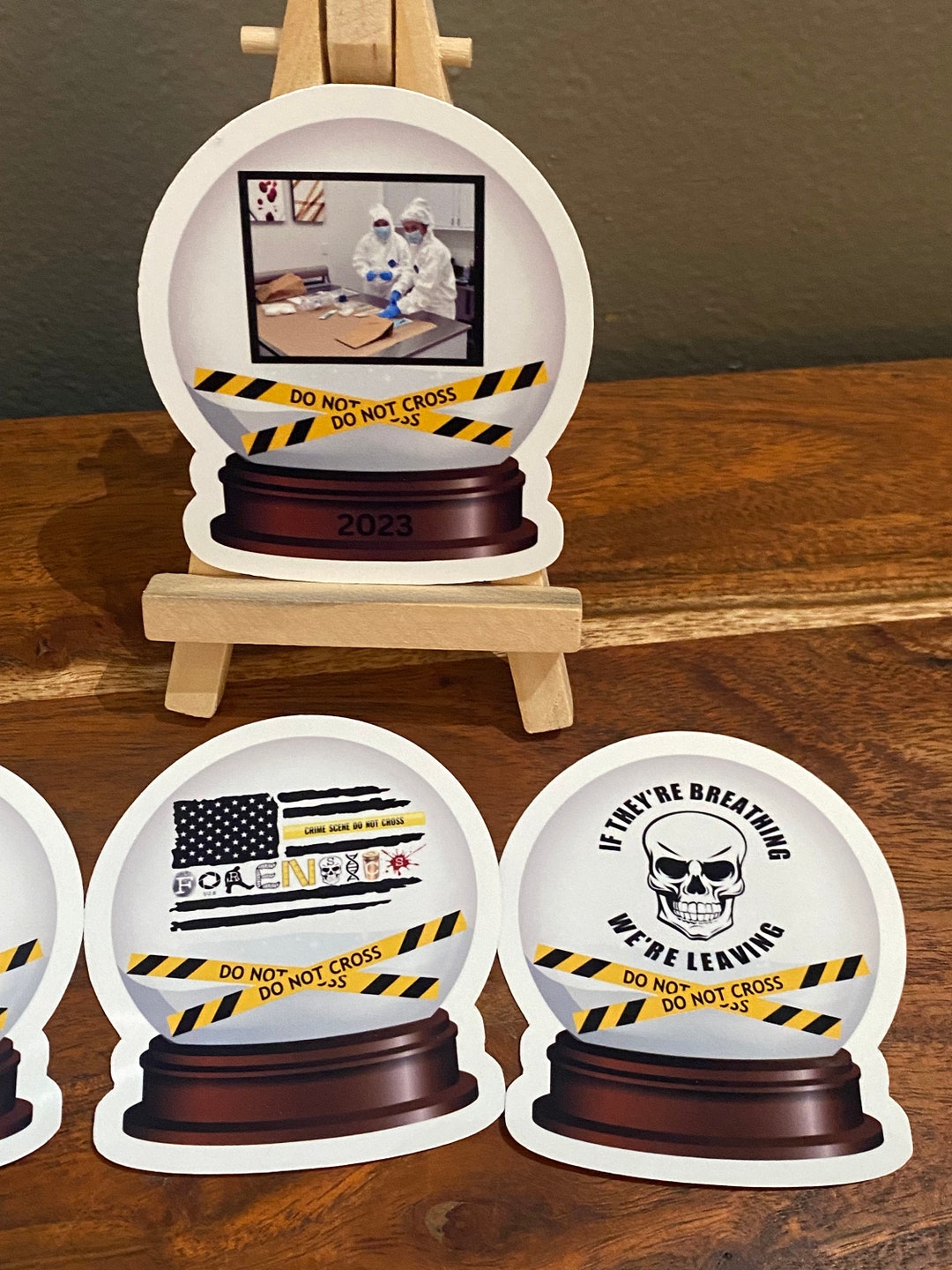 Crime Scene Christmas Snow Globe Stickers Magnets Gifts Forensics CSI ...