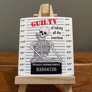 Guilty of Skeleton Mugshot Crime Scene Sticker Decal Magnet Gift Funny ...