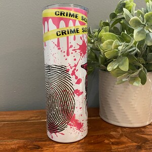 Pink Crime Scene Blood Spatter Blood Dripping Messy Bun Frosted Glass ...