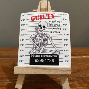 Guilty of Skeleton Mugshot Crime Scene Sticker Decal Magnet Gift Funny ...