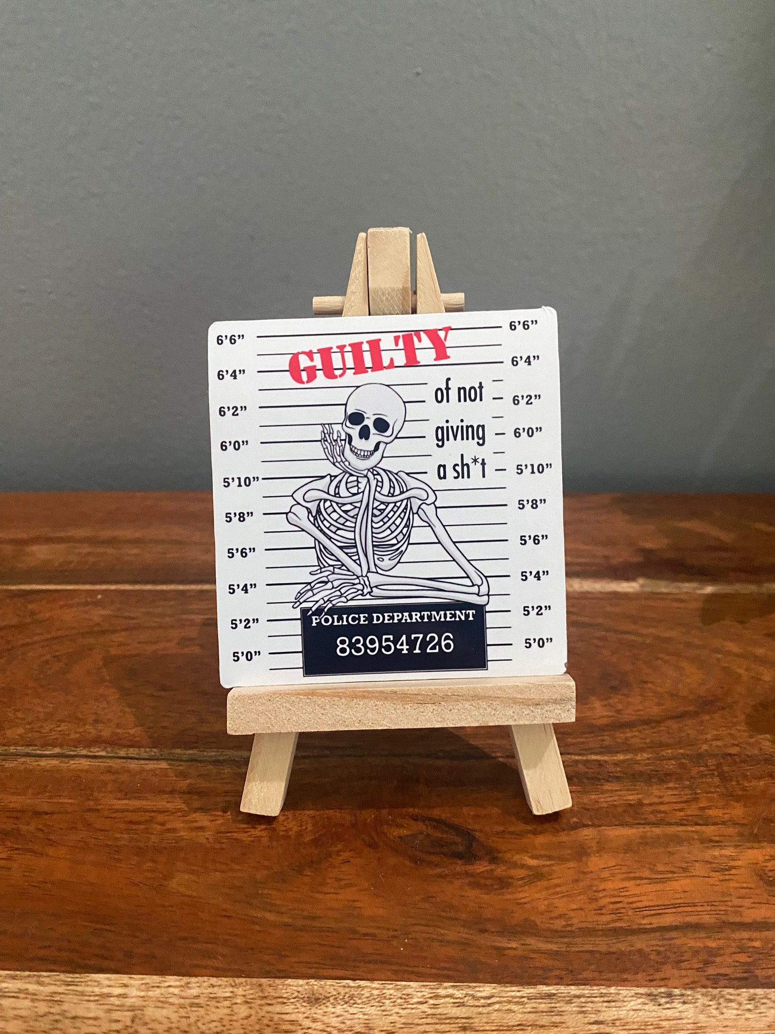Guilty of Skeleton Mugshot Crime Scene Sticker Decal Magnet Gift Funny ...