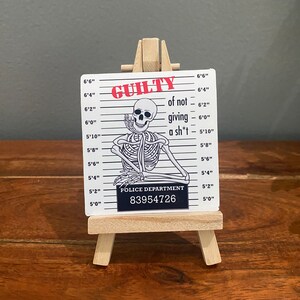 Guilty of Skeleton Mugshot Crime Scene Sticker Decal Magnet Gift Funny ...