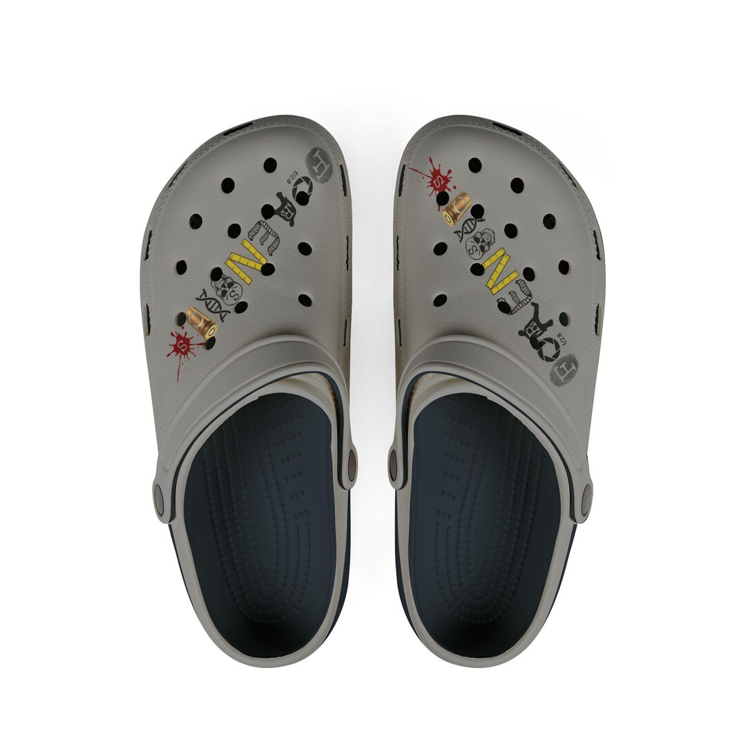 Crime Scene Forensics Skull Crock Like Shoes EVA Foam Rubber Shoes AOP ...