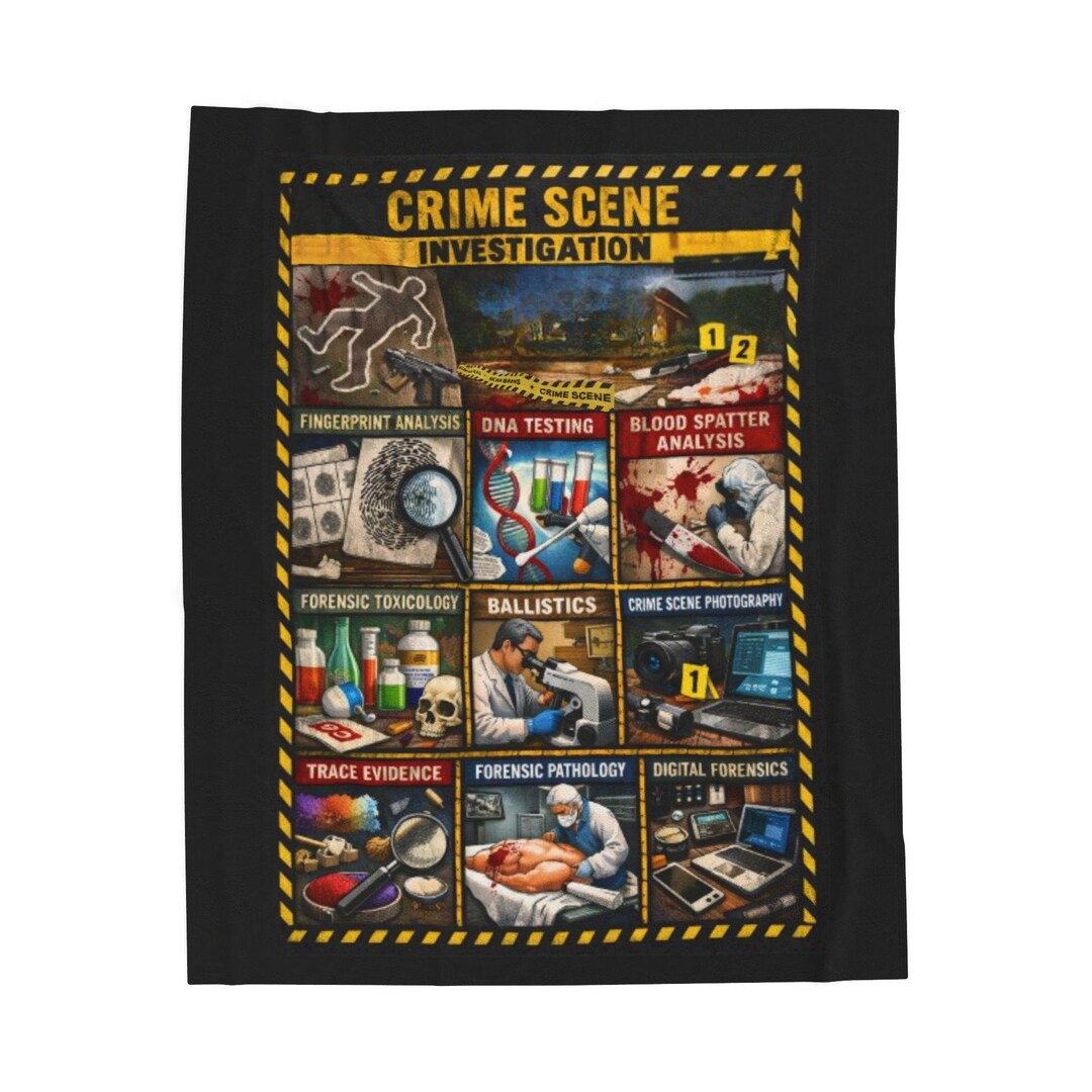 Crime Scene Investigation Collage Velveteen Plush Blanket | Forensic ...