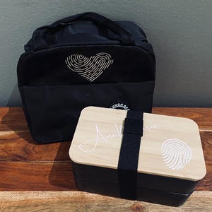 Personalized Fingerprint Heart Bento Box With Insulated Lunch Bag Crime ...