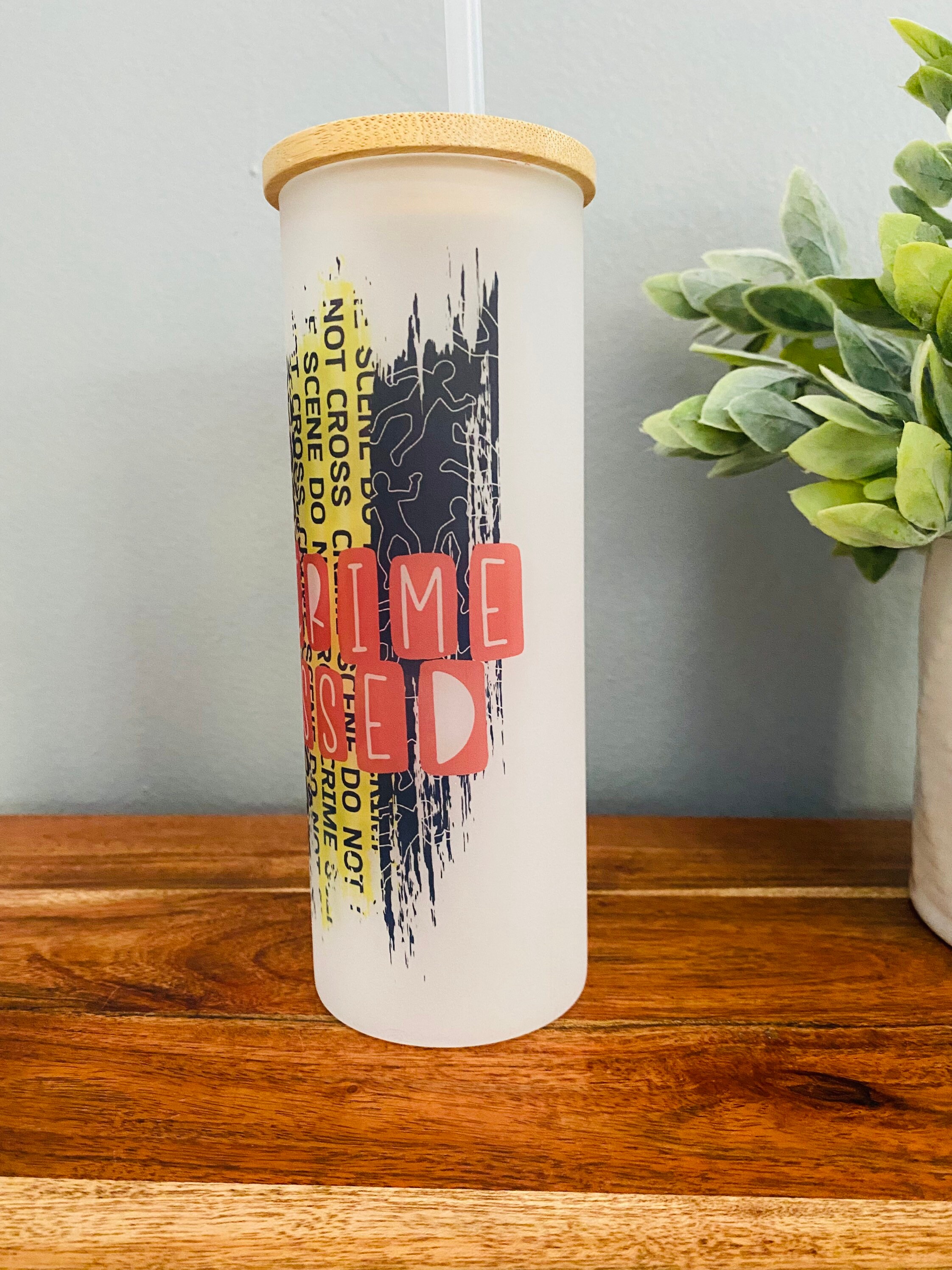 Crime Scene True Crime Obsessed Glass Cup Tumbler With Lid and - Etsy