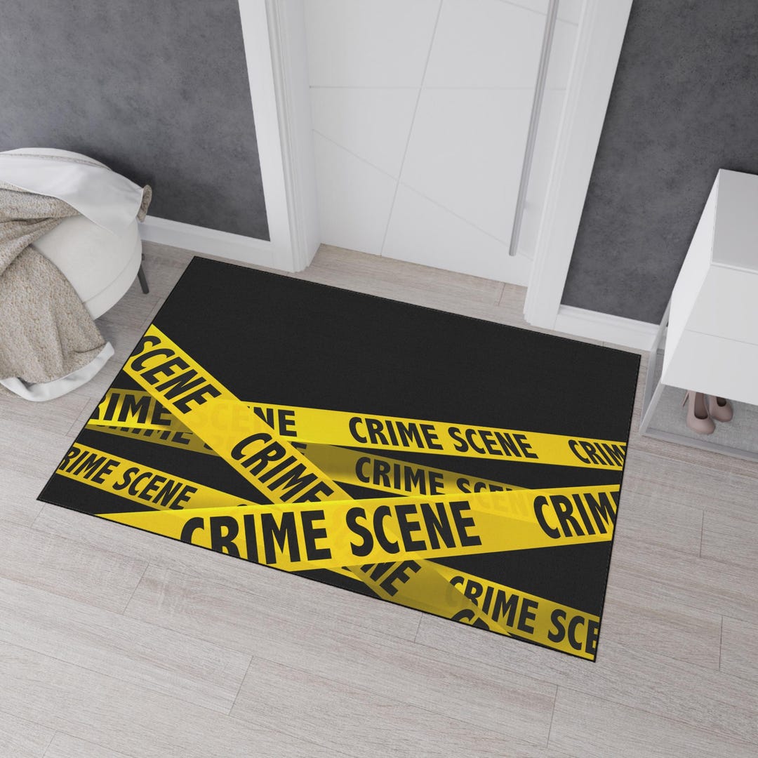 Crime Scene Tape Floor Mat | Yellow Police Caution Rug - Etsy