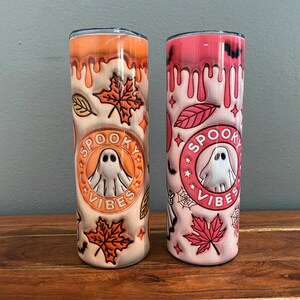 Halloween 3D Puff Like Spooky Vibes Ghost Fall Pumpkin Tumbler - Etsy