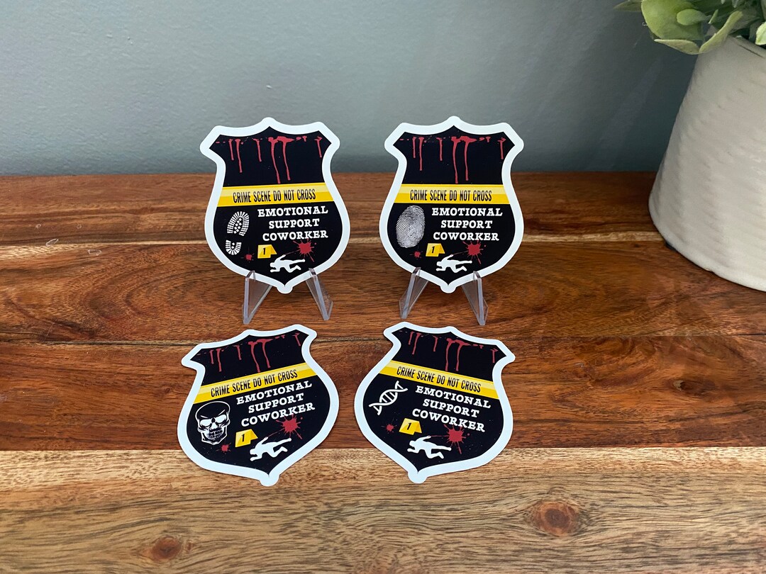 Emotional Support Coworker Crime Scene Shield Stickers Magnets ...