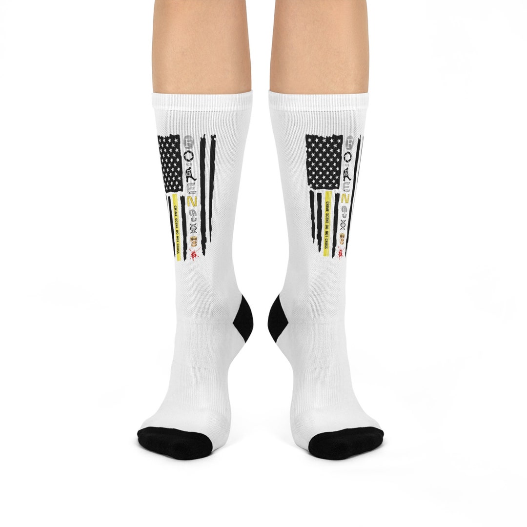 Print on Demand Forensic Flag Cushioned Crew Socks Crime Scene ...