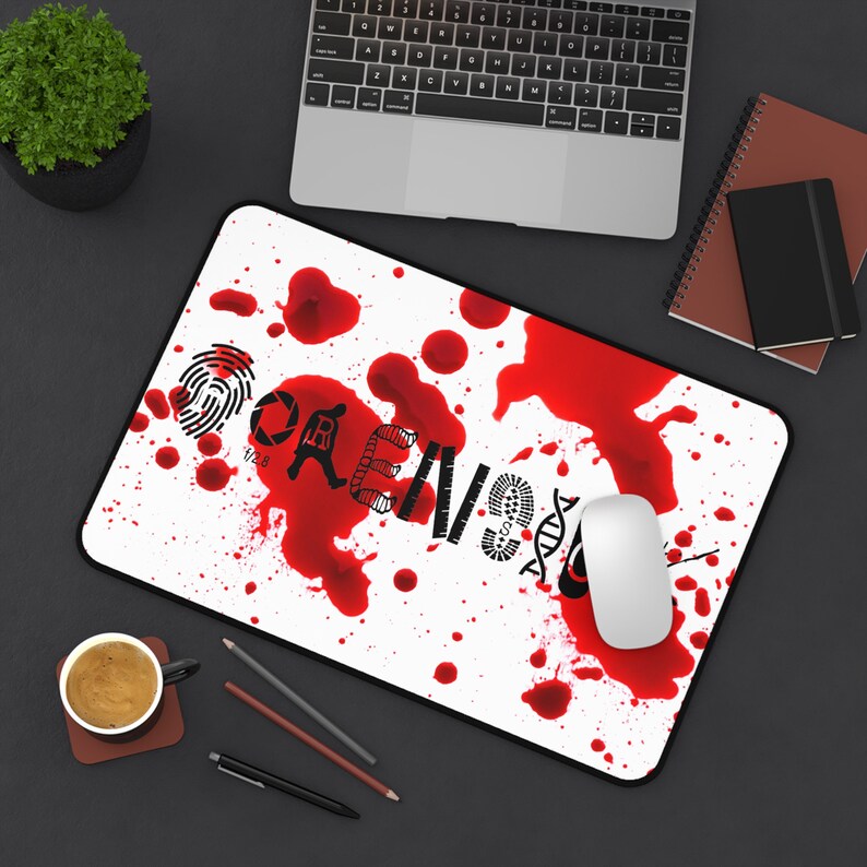 Crime Scene Blood Spatter Forensics Desk Mat Blood Splatter Office ...