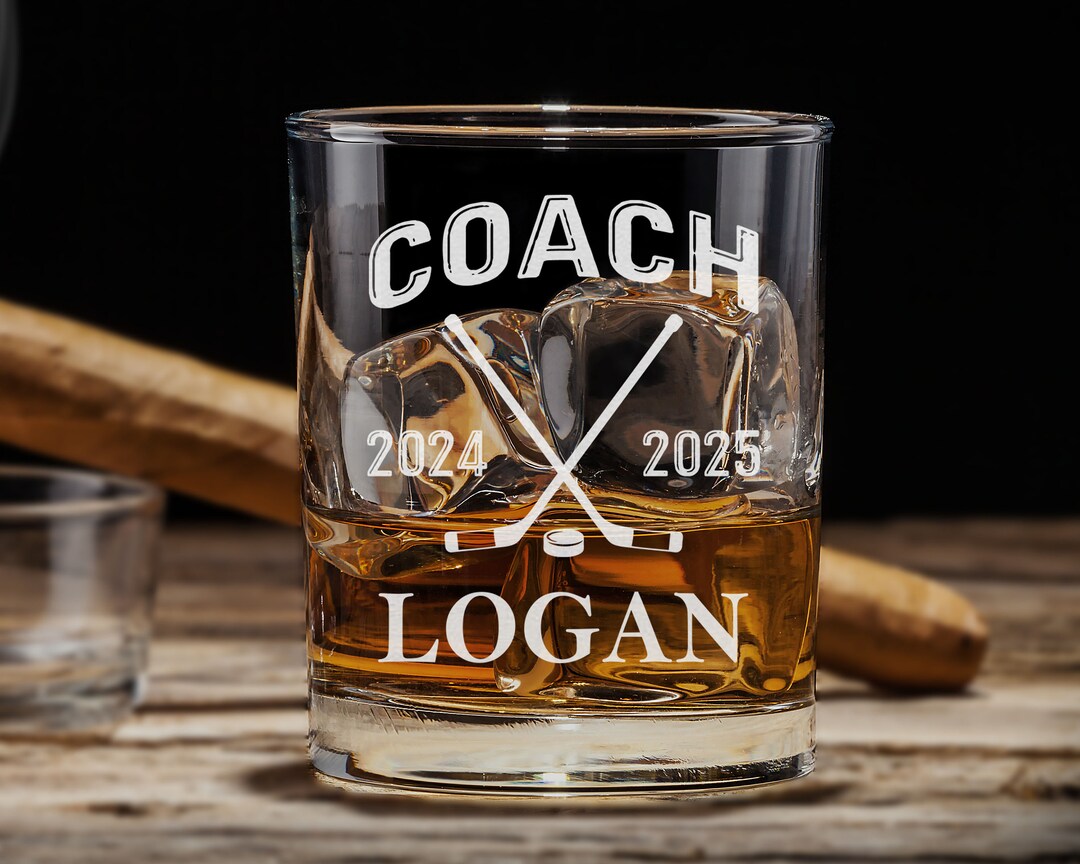 Personalized Whiskey Glass, Coach Design, Custom Year and Name Engraved ...