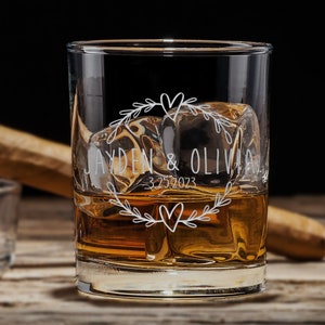 Personalized Wedding Glass, Custom Name Wedding Date, Old Fashioned ...