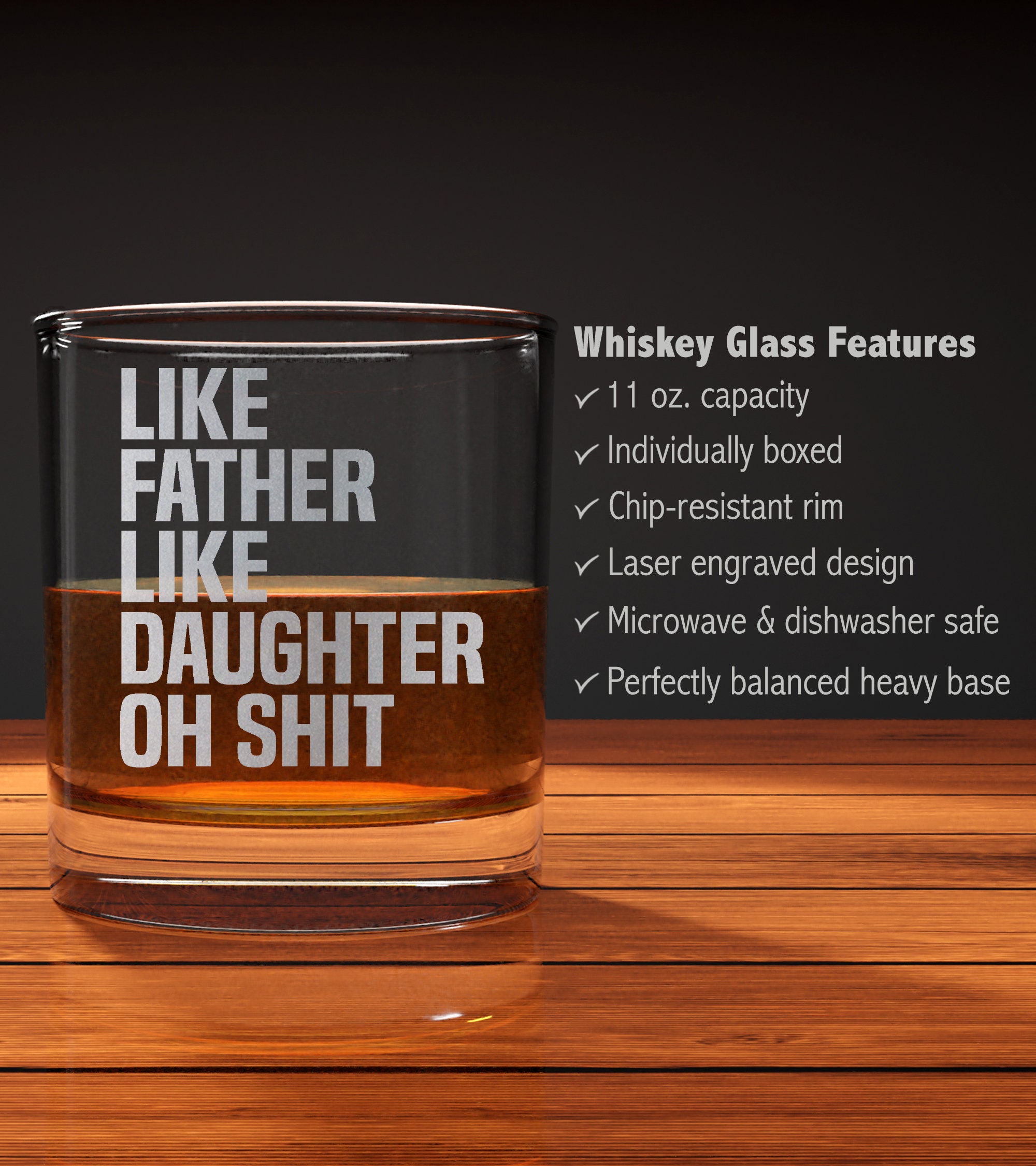 Like Father Like Daughter Whiskey Glass Funny Gift for Dad - Etsy