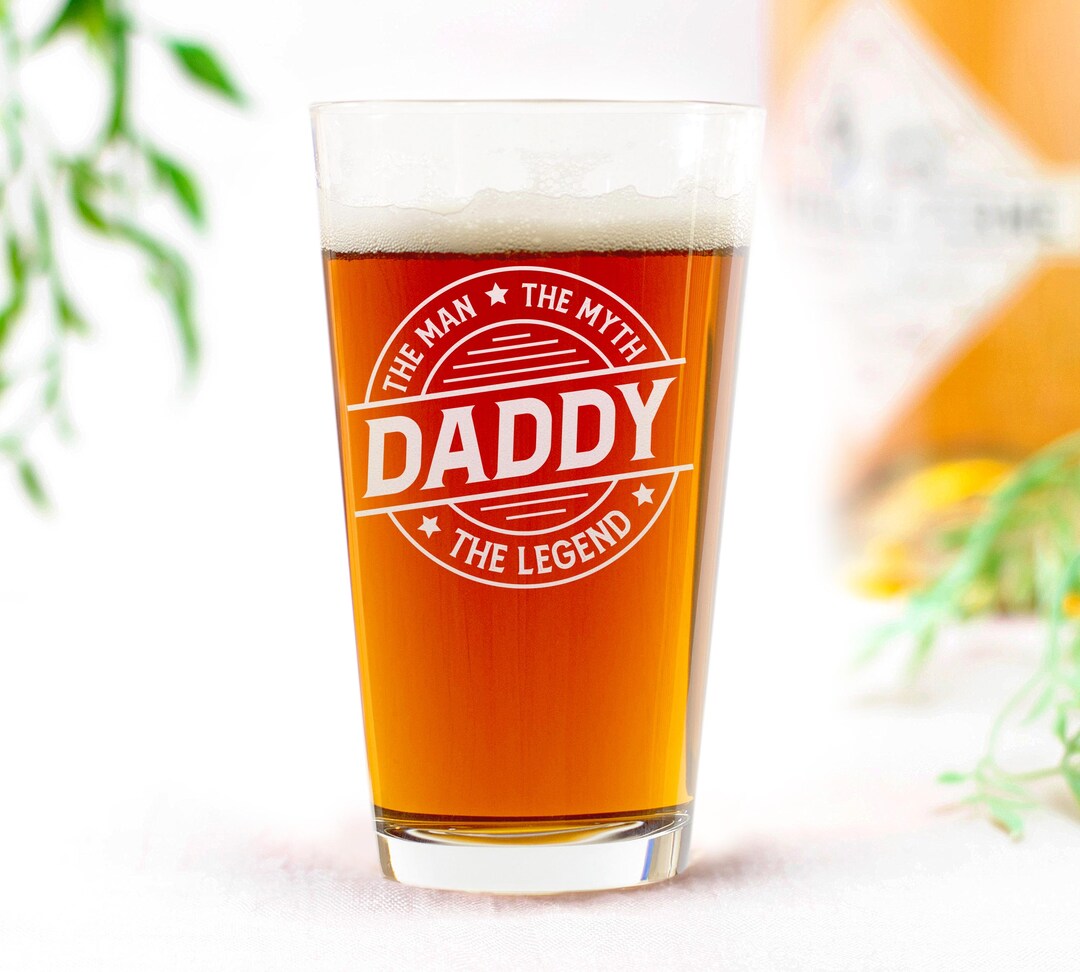 Daddy the Man the Myth the Legend Laser Engraved Beer Pint, Great Gift ...