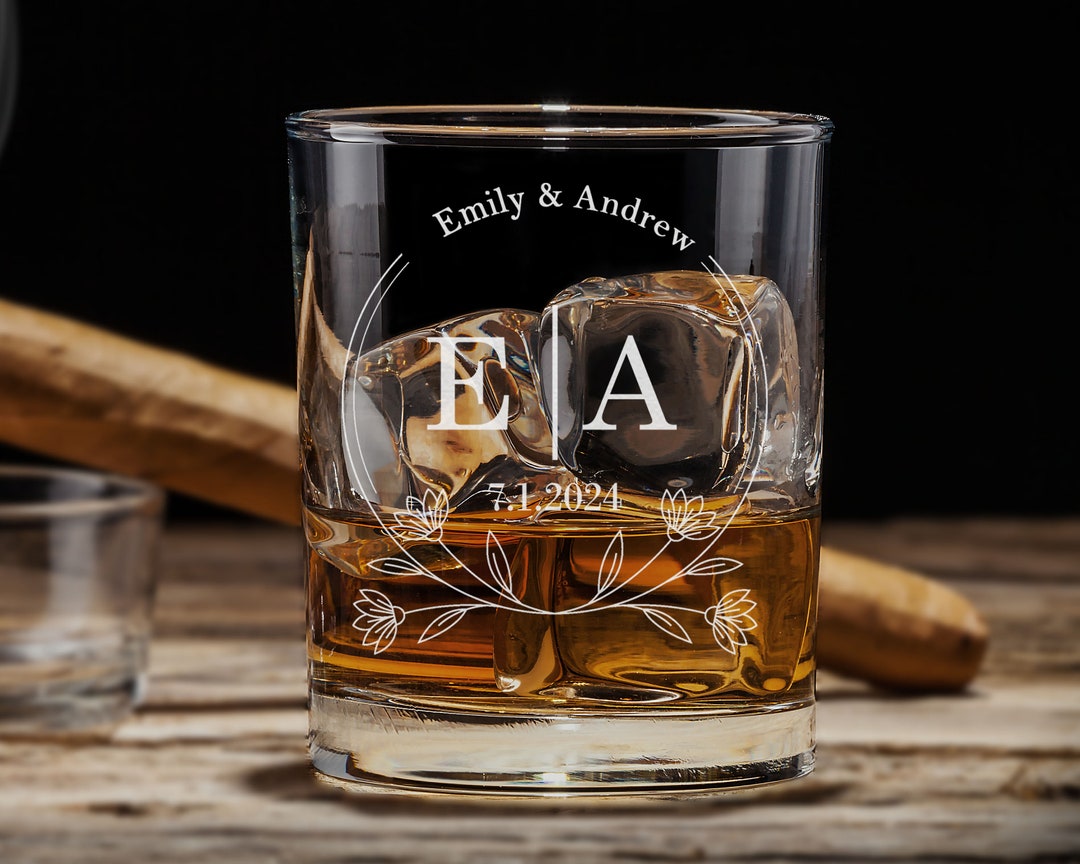 Personalized Couples Glass, Custom Design With Your Names, Initials and ...
