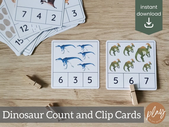 Dinosaur Jurassic Themed Count and Clip Cards Numbers 1-20 PDF - Etsy