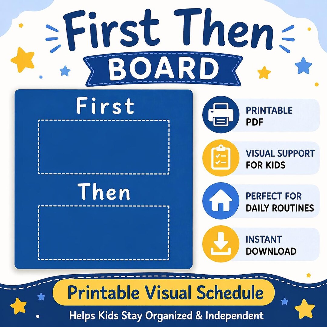 First Then Board Printable | Visual Schedule for Kids, Autism Routine ...