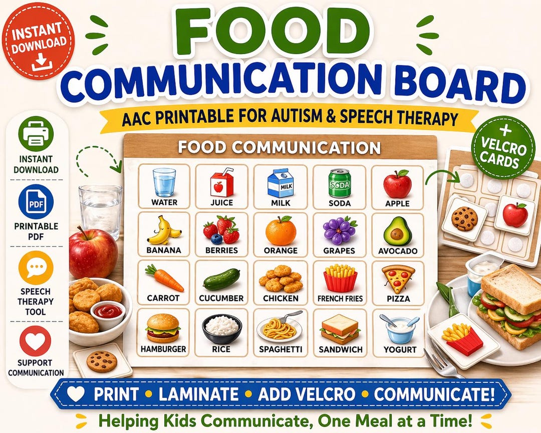 AAC Food Communication Board | Autism, PECS, Speech Therapy Visual ...