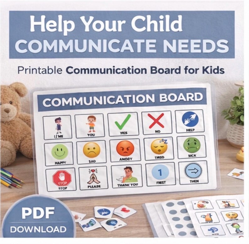 Autism Communication Board Printable | AAC Core Words Speech Therapy ...