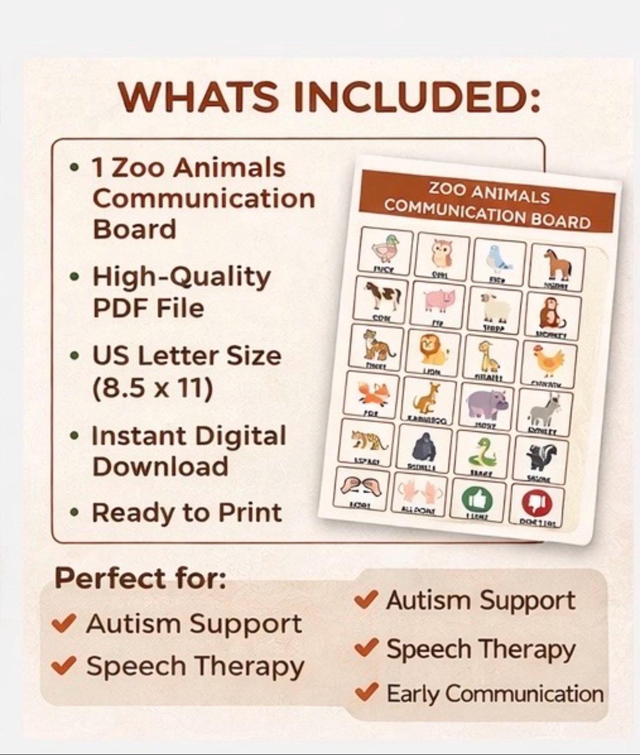 Zoo Animals AAC Communication Board | Printable Speech Therapy & Autism ...